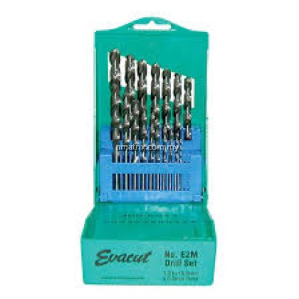 EVACUT E2M 1.0-10.0MM HSS DRILL BITS SET 19PCS